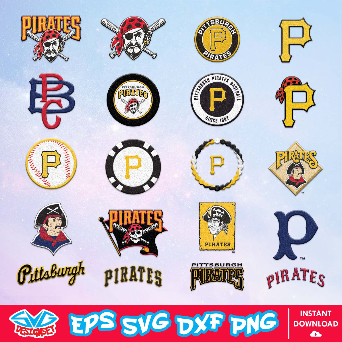 Pittsburgh Pirates Team Svg, Dxf, Eps, Png, Clipart, Silhouette and Cu
