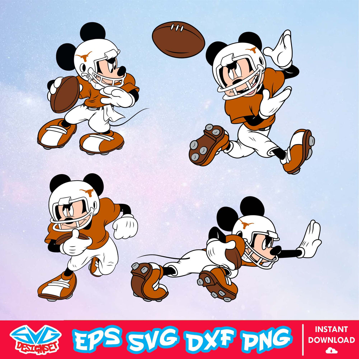 Texas Longhorn Mickey Mouse Disney SVG, NCAA SVG, Disney SVG, Vector,