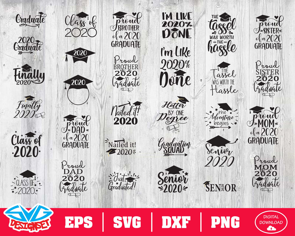 Graduation Svg, Dxf, Eps, Png, Clipart, Silhouette and Cutfiles
