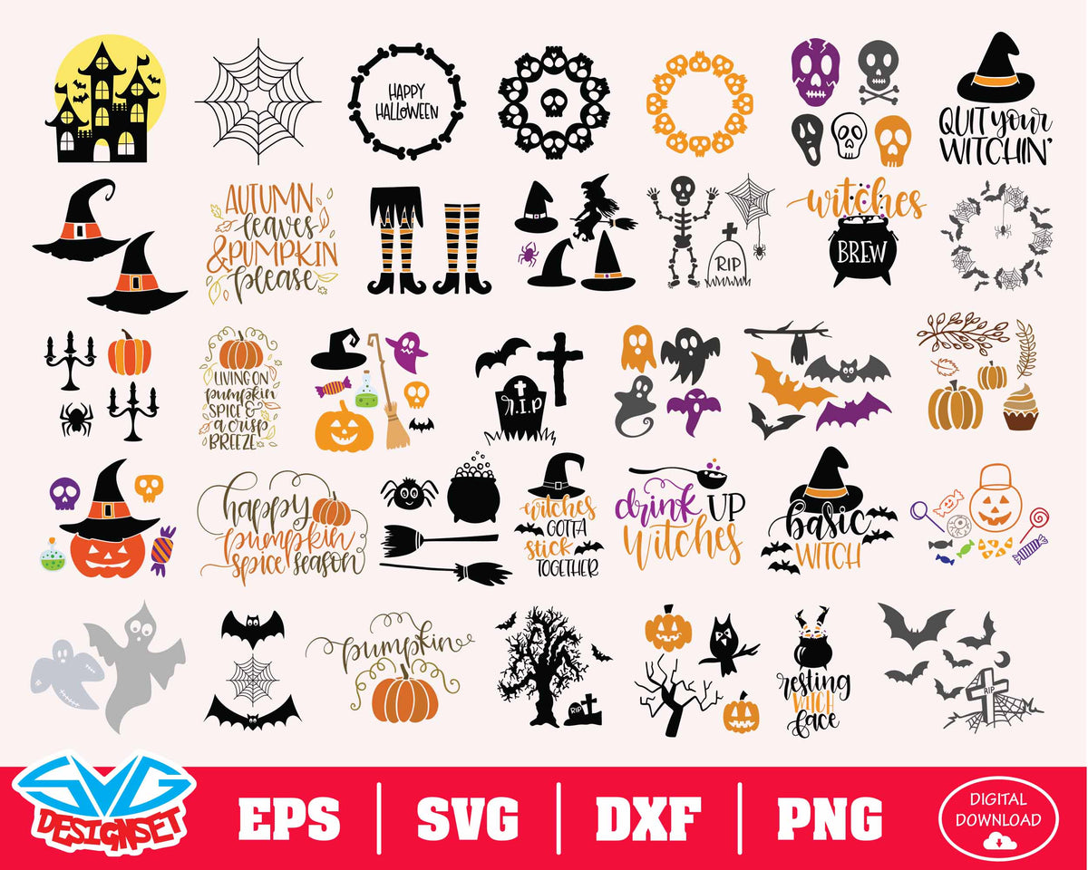 Halloween Bundle Svg, Dxf, Eps, Png, Clipart, Silhouette and Cutfiles