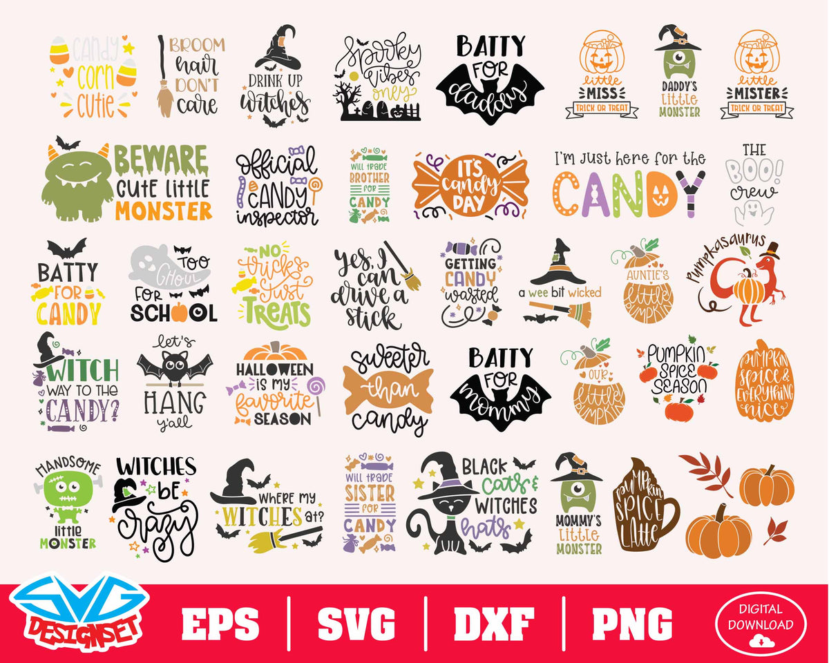 Halloween Bundle Svg, Dxf, Eps, Png, Clipart, Silhouette and Cutfiles