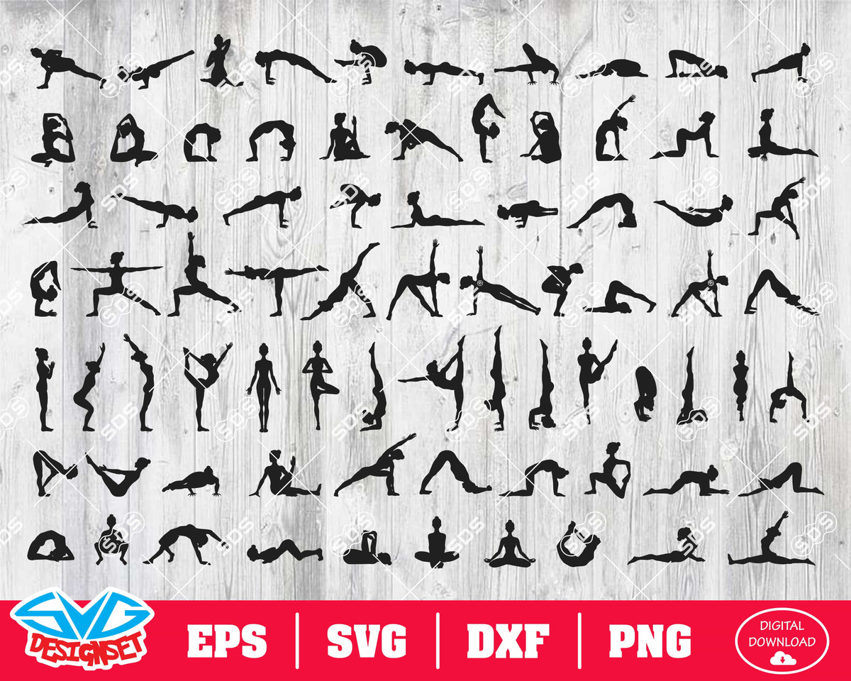 Yoga Svg, Dxf, Eps, Png, Clipart, Silhouette and Cutfiles