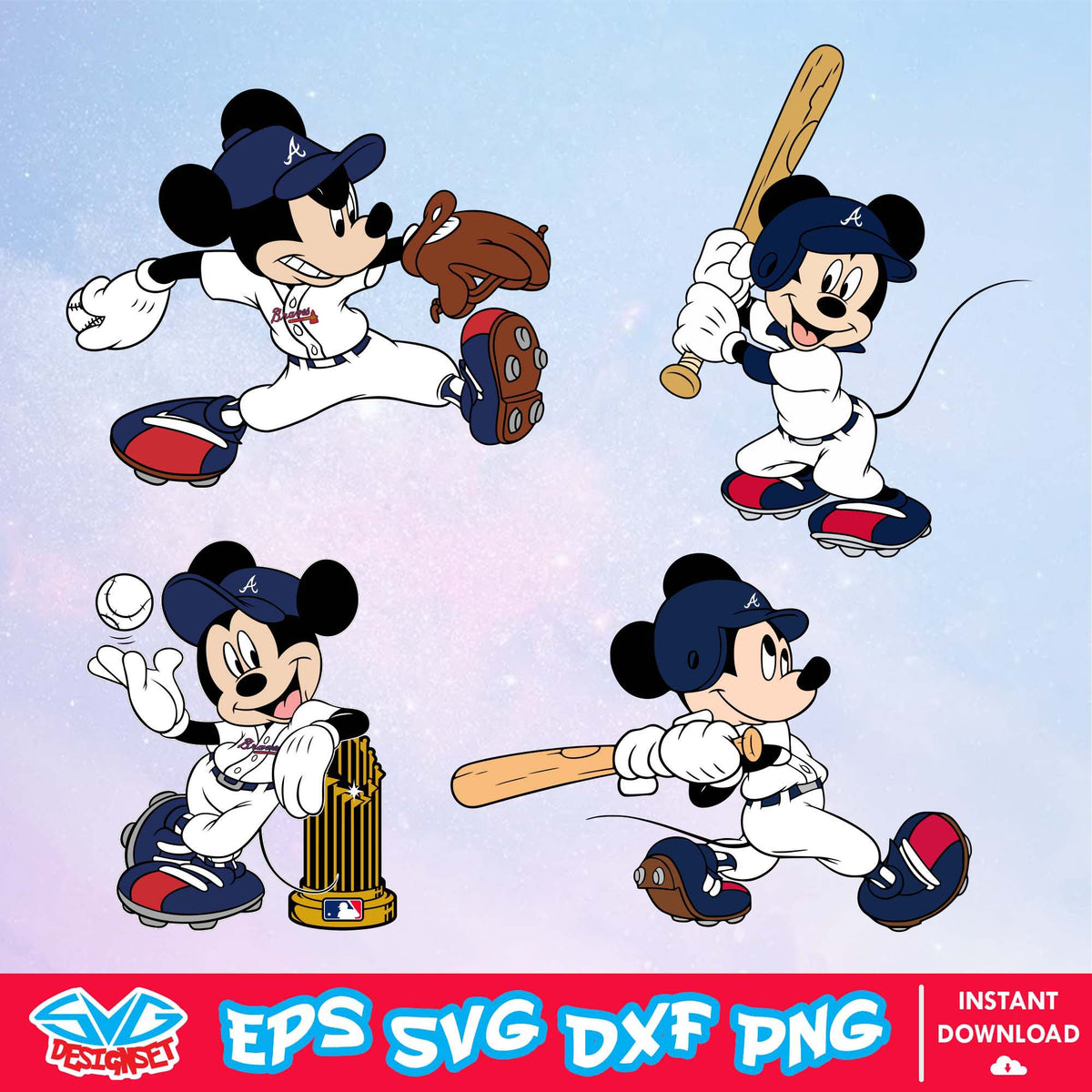Atlanta Braves Disney Mickey Mouse Team SVG, MLB SVG, Disney SVG, Cut