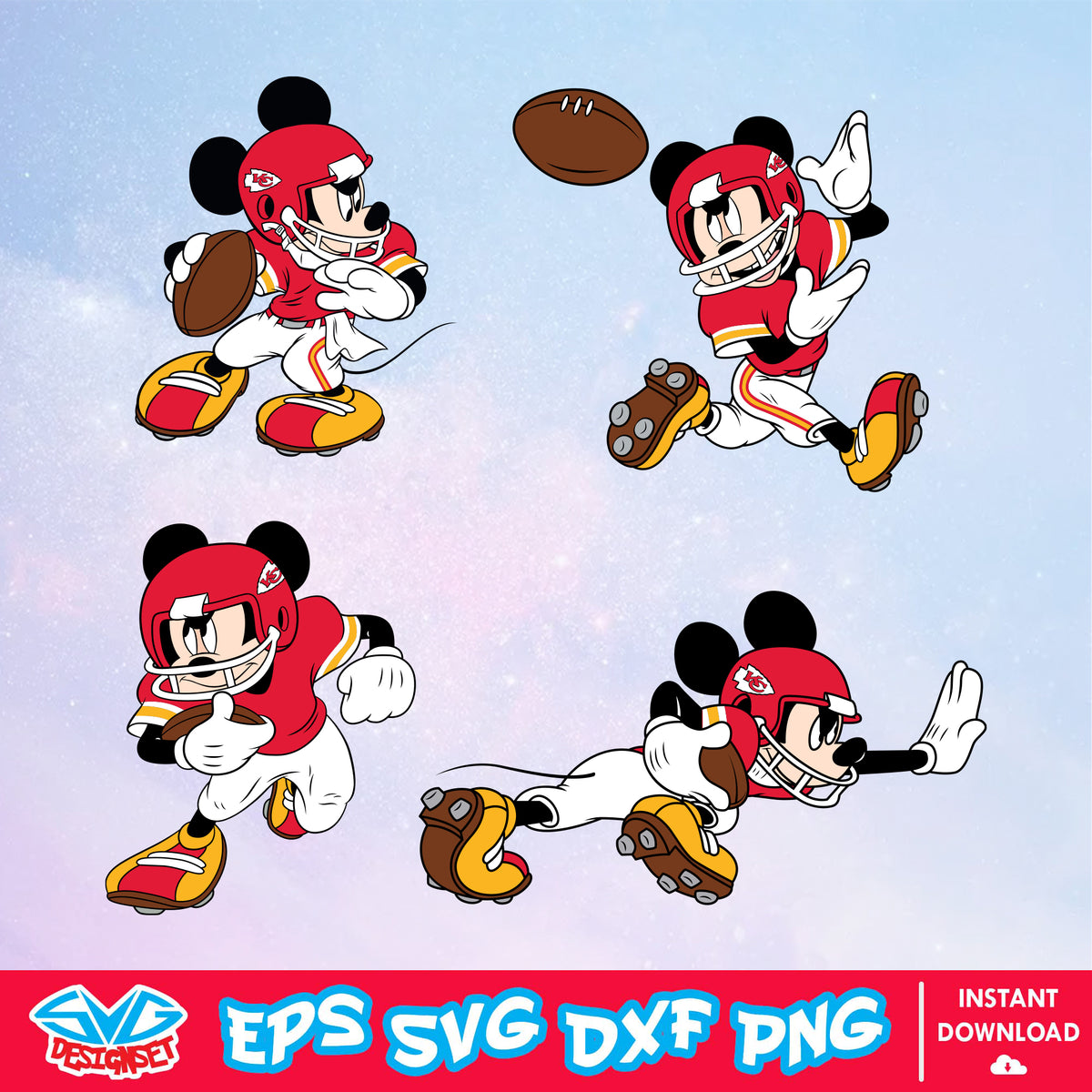 Kansas City Chiefs Mickey Mouse Disney SVG, NFL SVG, Disney Svg, Cricu