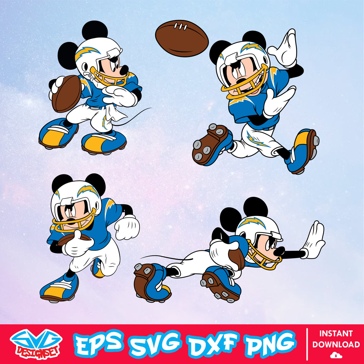 Los Angeles Chargers Mickey Mouse Disney SVG, NFL SVG, Disney SVG, Vec