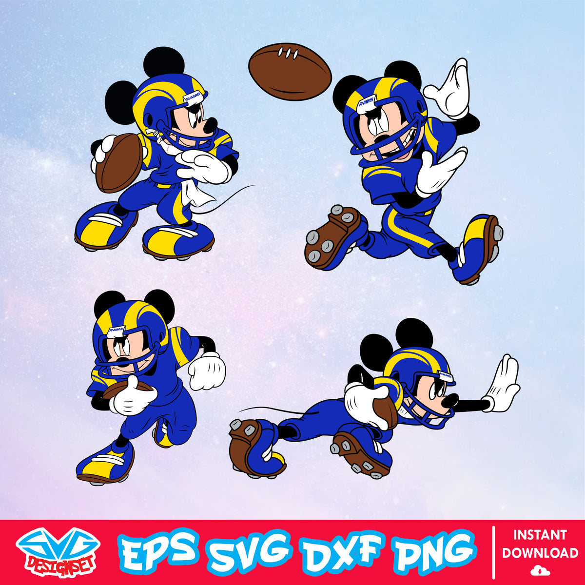 Los Angeles Rams Mickey Mouse Disney SVG, NFL SVG, Disney SVG, Vector,