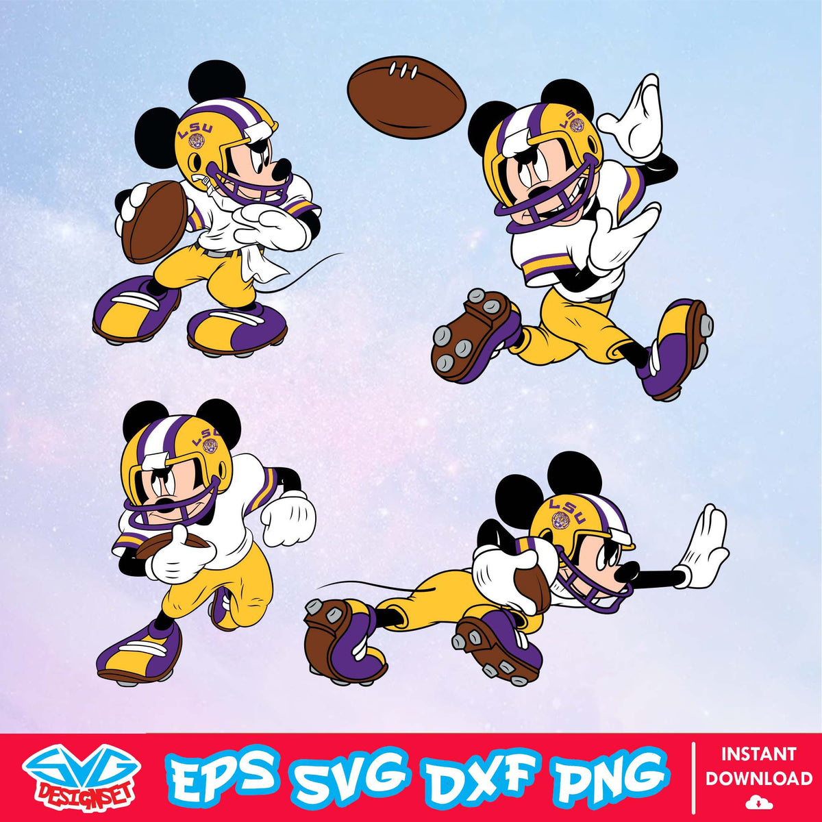 LSU Tigers Mickey Mouse Disney SVG, NCAA SVG, Disney SVG, Vector, Cric
