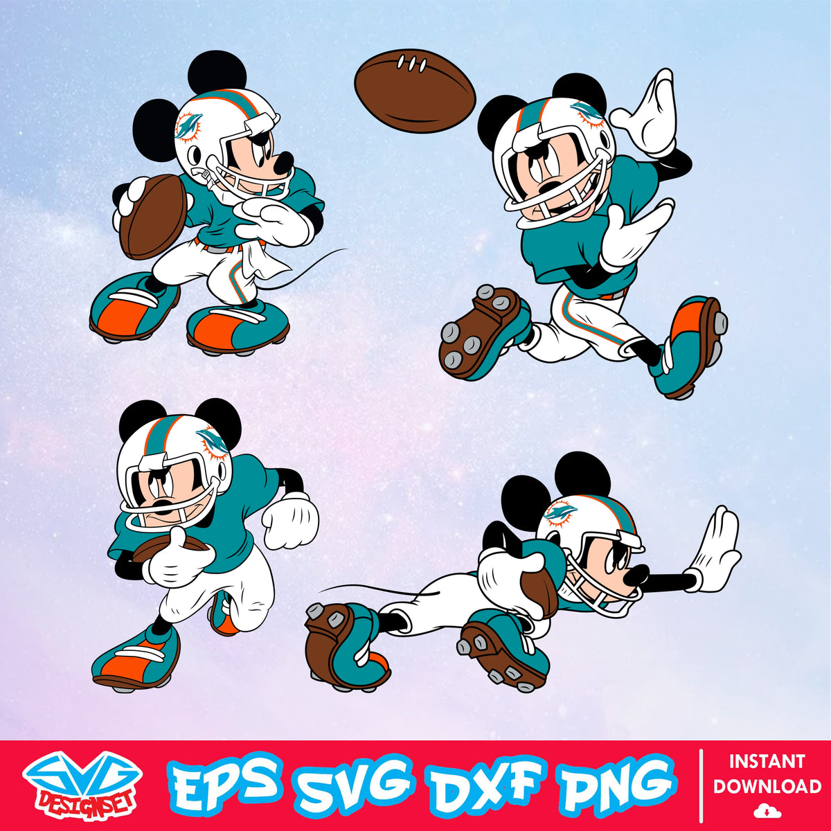 Miami Dolphins Mickey Mouse Disney SVG, NFL SVG, Disney SVG, Vector, C