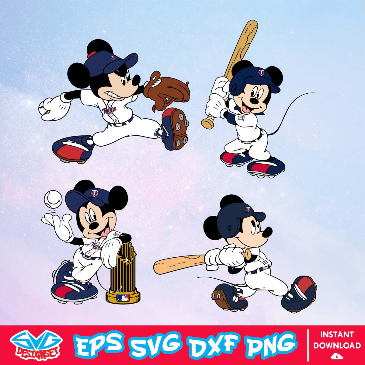 Minnesota Twins Disney Mickey Mouse Team SVG, MLB SVG, Disney SVG, Cut