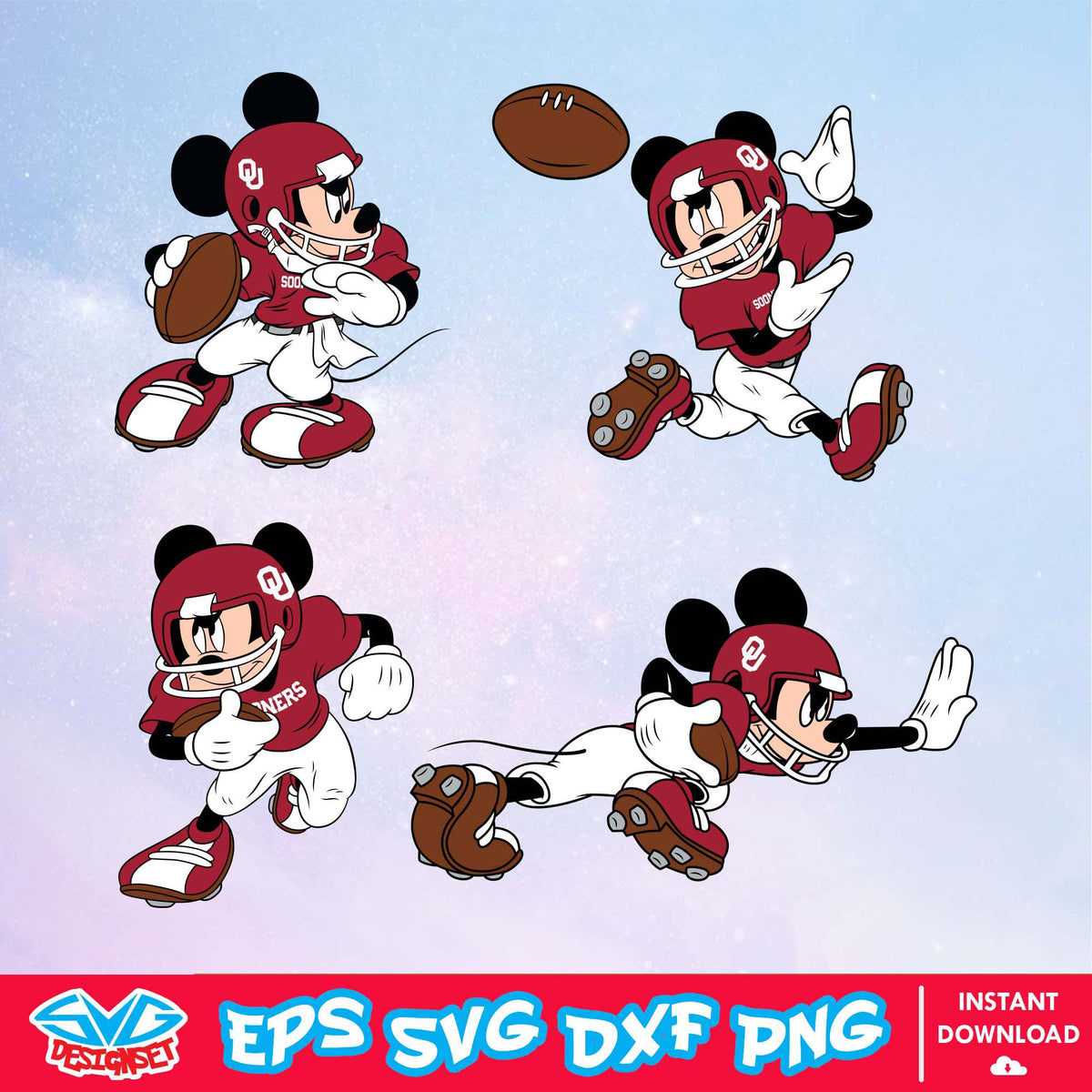 Oklahoma Sooners Mickey Mouse Disney SVG, NCAA SVG, Disney SVG, Vector