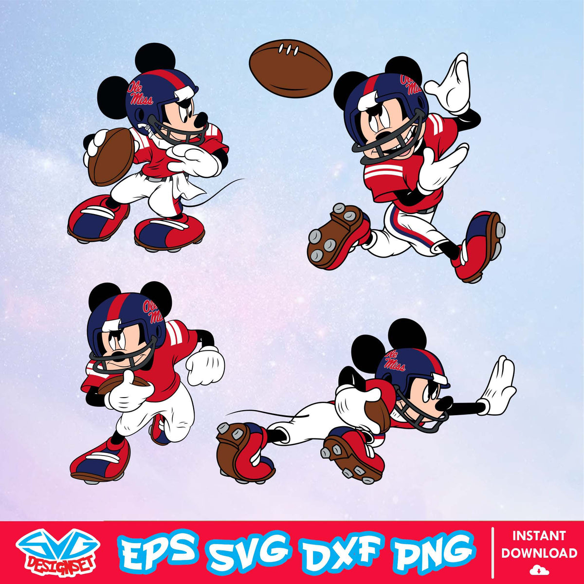 Ole Miss Rebels Mickey Mouse Disney SVG, NCAA SVG, Disney SVG, Vector,