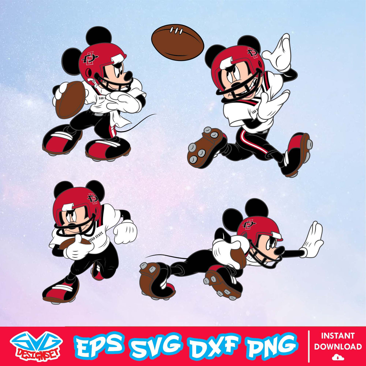 SDSU Aztecs Mickey Mouse Disney SVG, NCAA SVG, Disney SVG, Vector, Cri