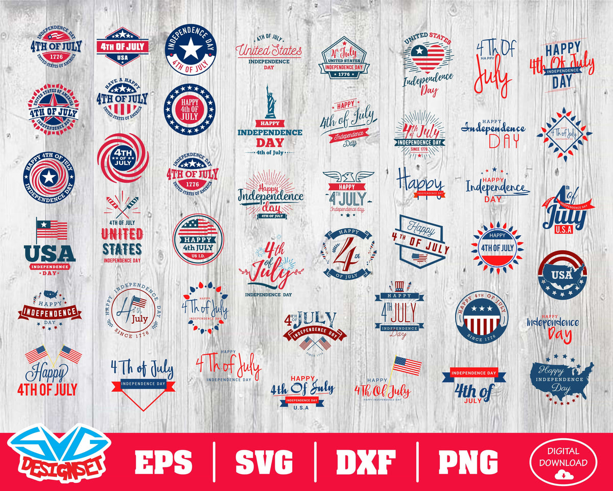 Fourth of July Svg, Dxf, Eps, Png, Clipart, Silhouette and Cutfiles