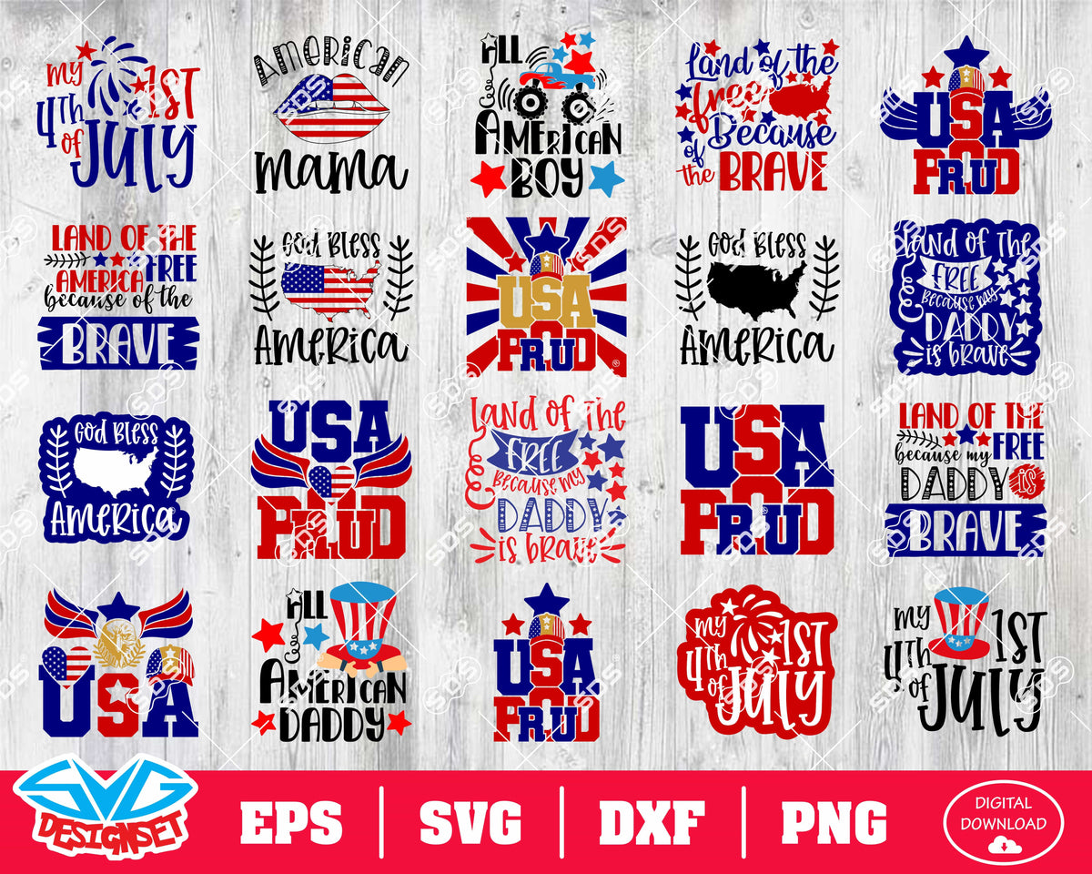 Fourth of July Svg, Dxf, Eps, Png, Clipart, Silhouette and Cutfiles