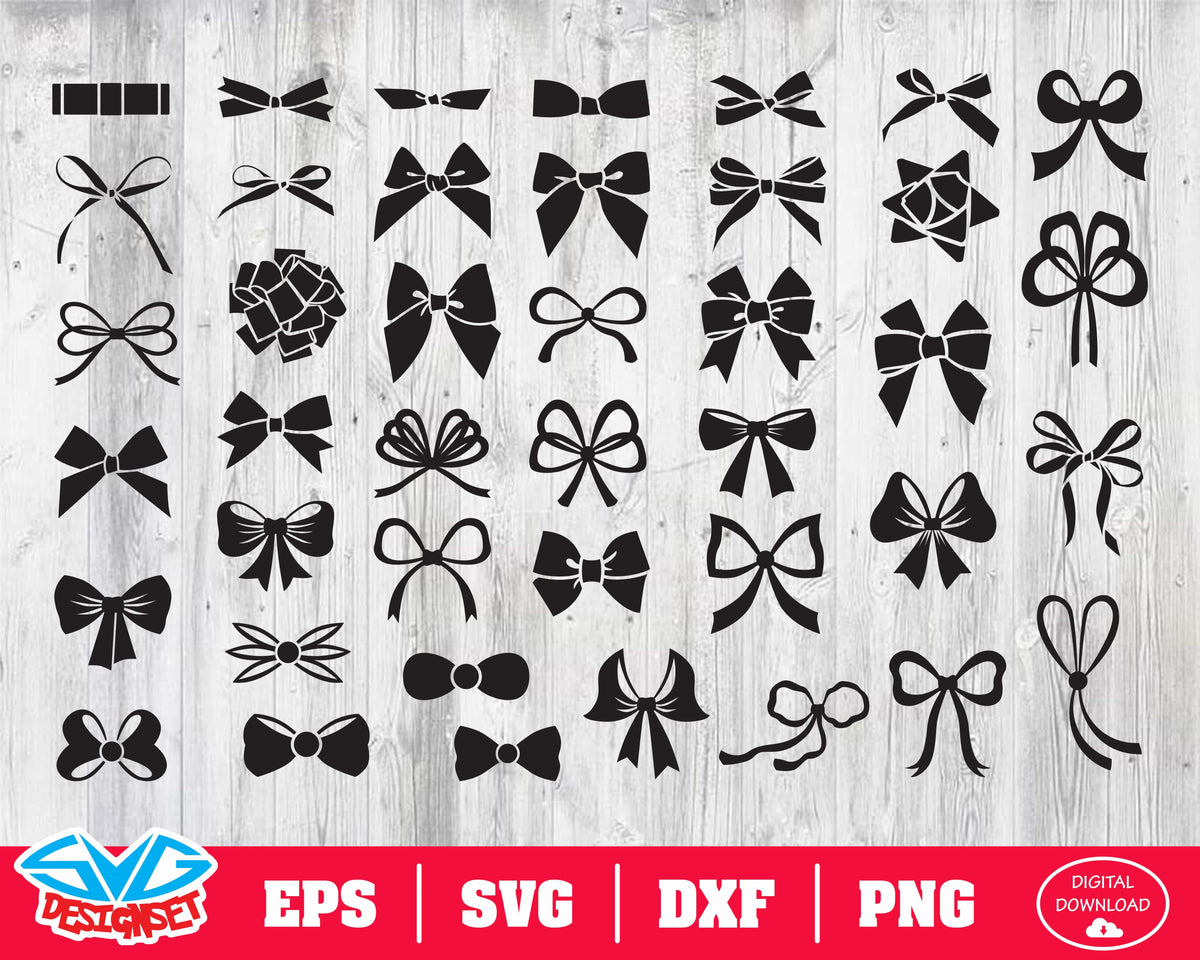 Bows Svg, Dxf, Eps, Png, Clipart, Silhouette and Cutfiles