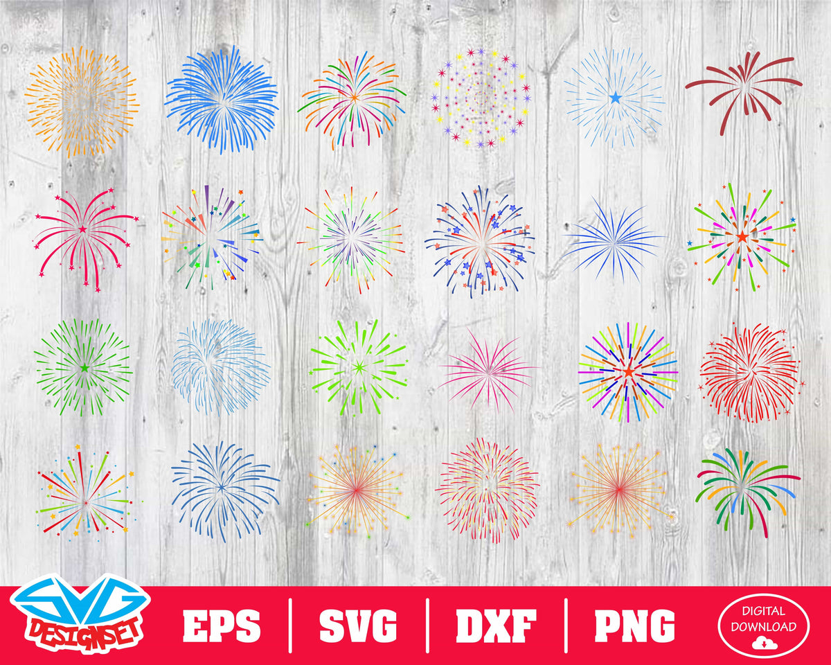 Fireworks Svg, Dxf, Eps, Png, Clipart, Silhouette and Cutfiles