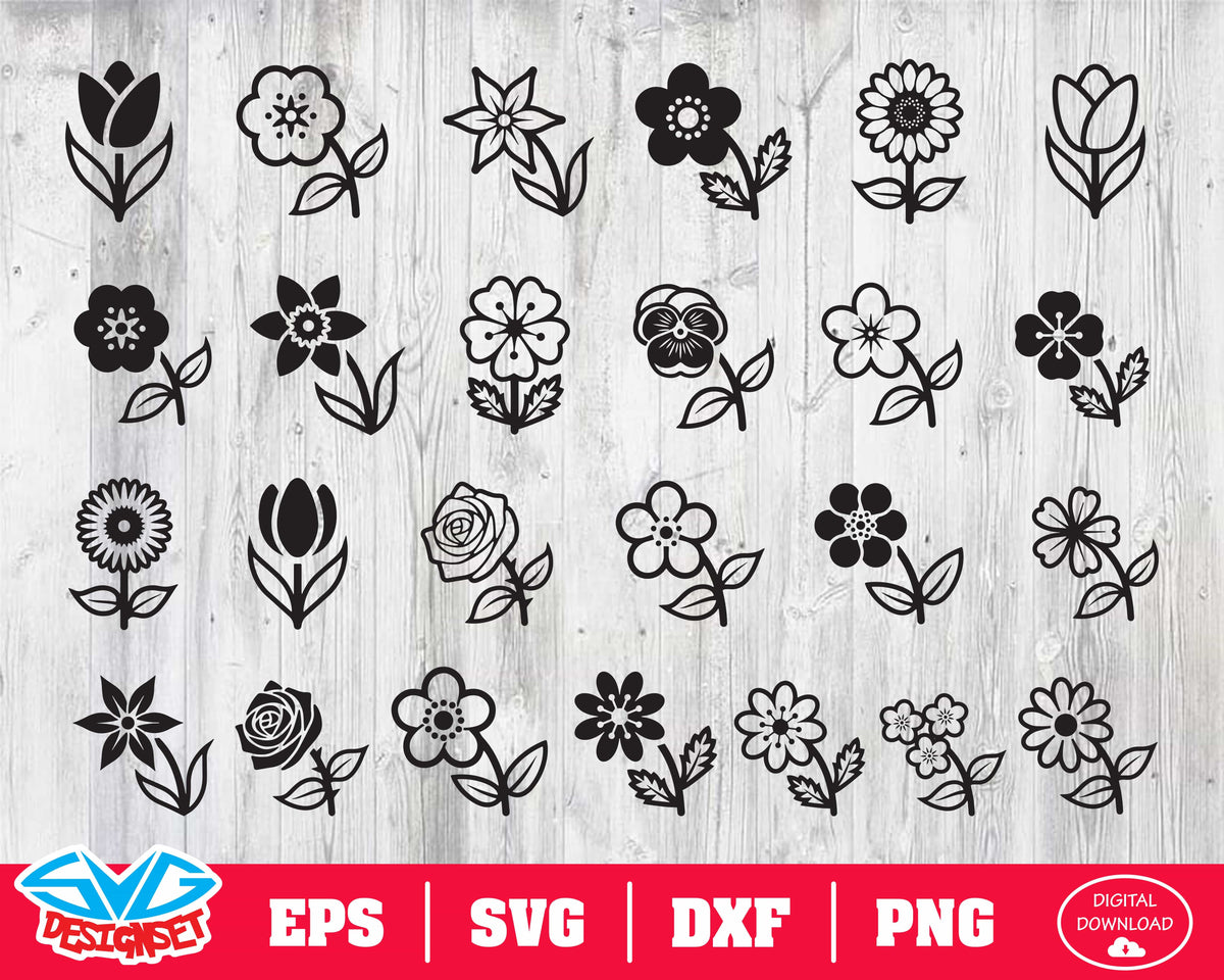 Flower Svg, Dxf, Eps, Png, Clipart, Silhouette and Cutfiles