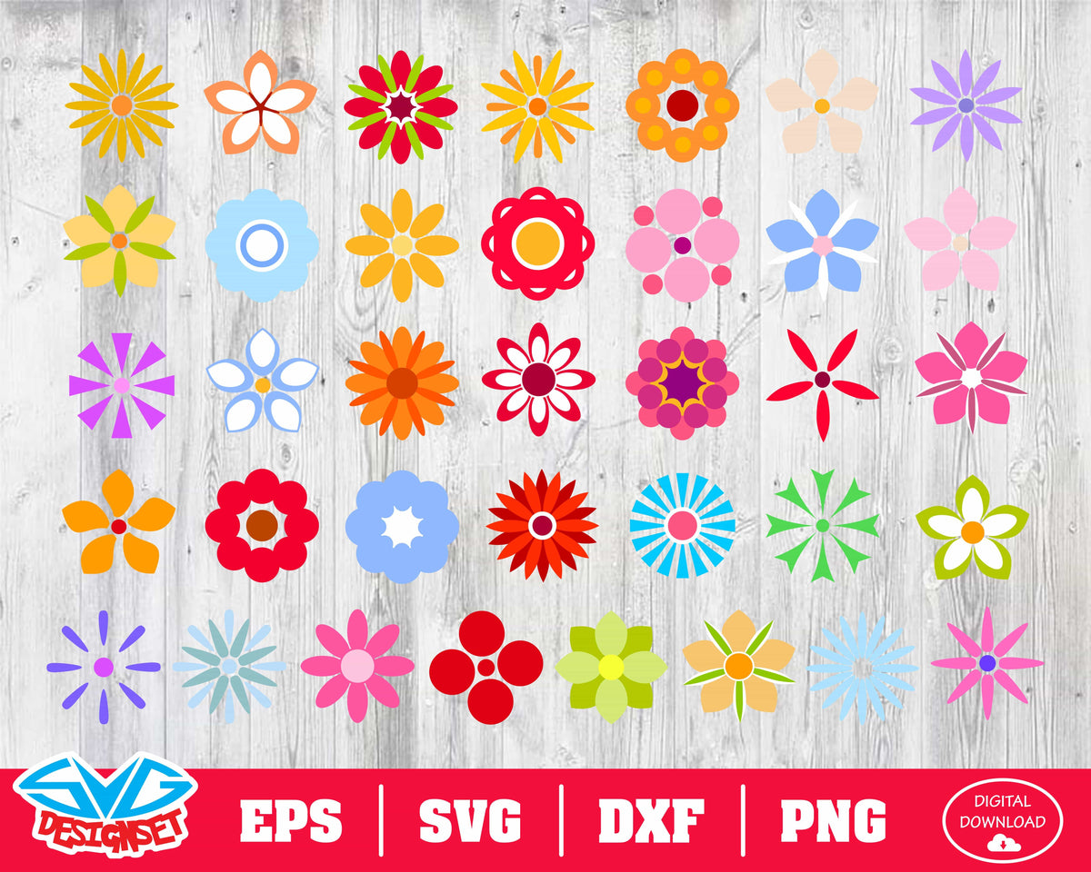 Flower Svg, Dxf, Eps, Png, Clipart, Silhouette and Cutfiles