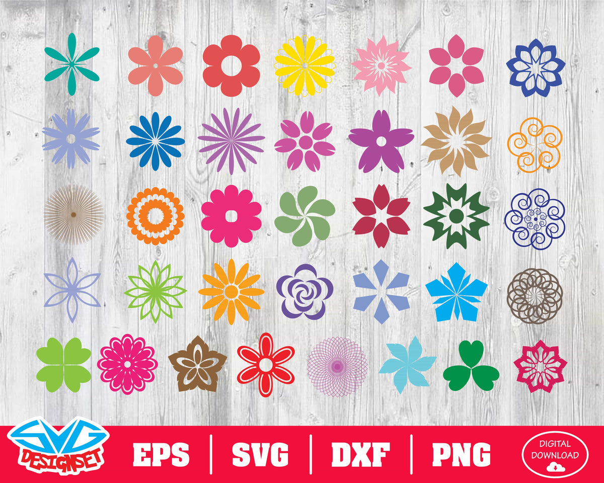 Flower Svg, Dxf, Eps, Png, Clipart, Silhouette and Cutfiles