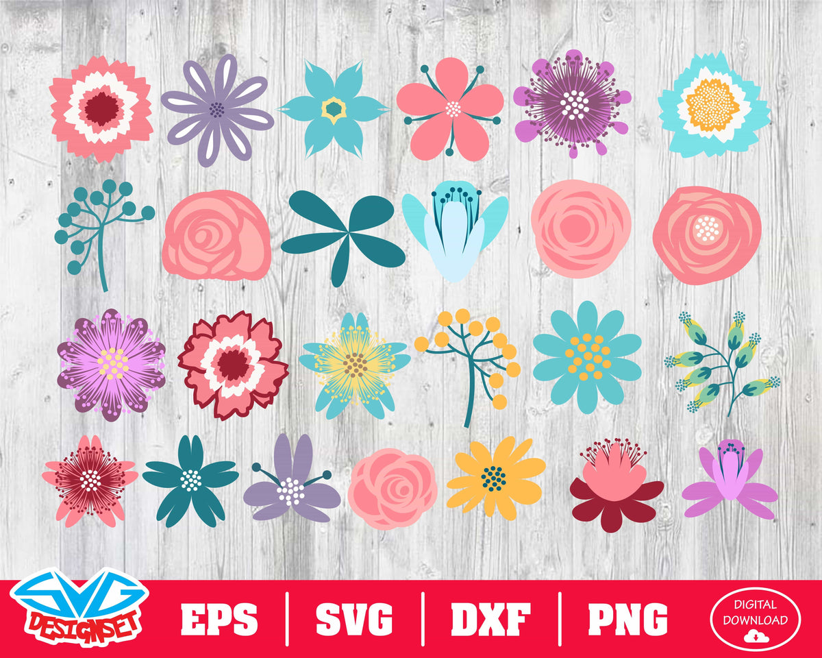 Flower Svg, Dxf, Eps, Png, Clipart, Silhouette and Cutfiles
