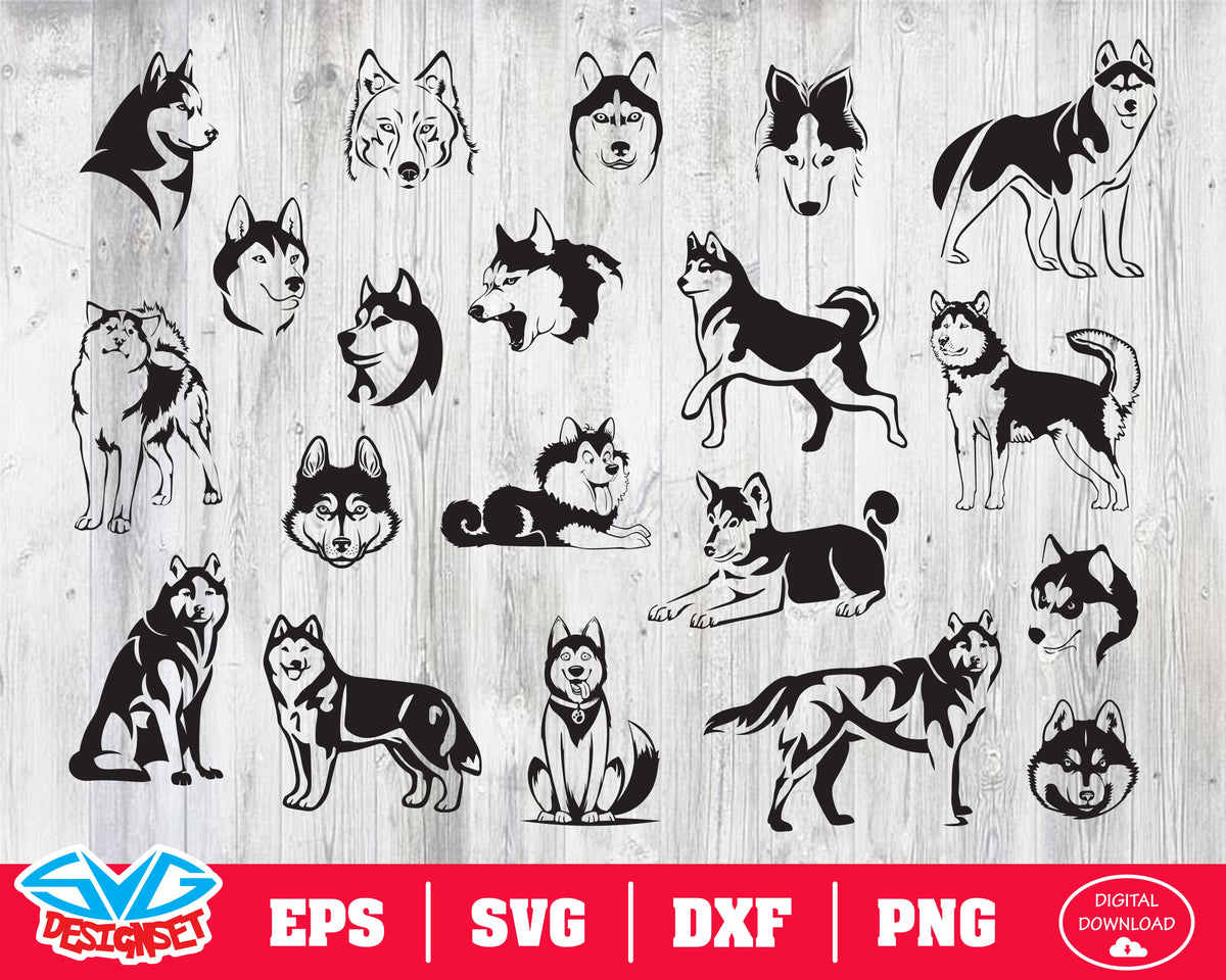 Husky Svg, Dxf, Eps, Png, Clipart, Silhouette and Cutfiles