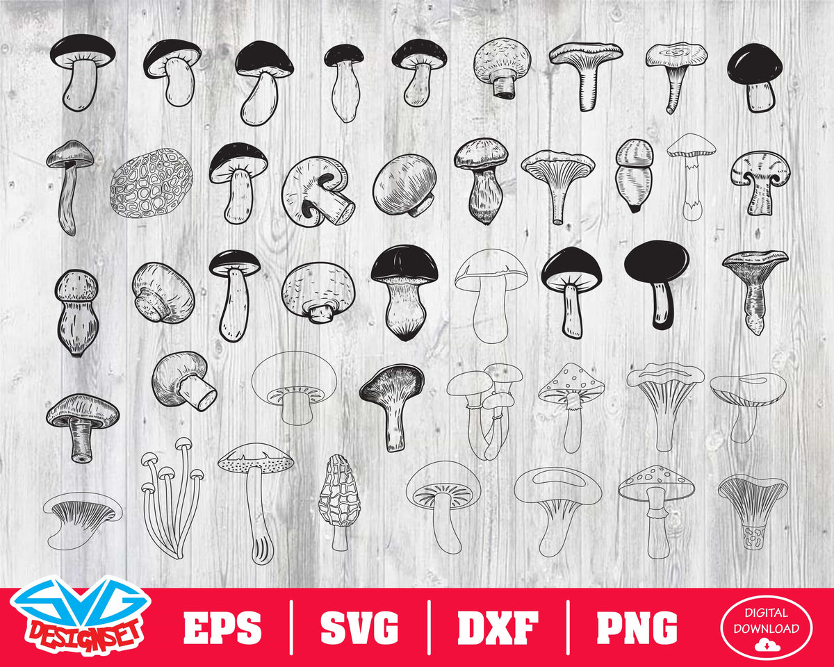 Mushroom Svg, Dxf, Eps, Png, Clipart, Silhouette and Cutfiles