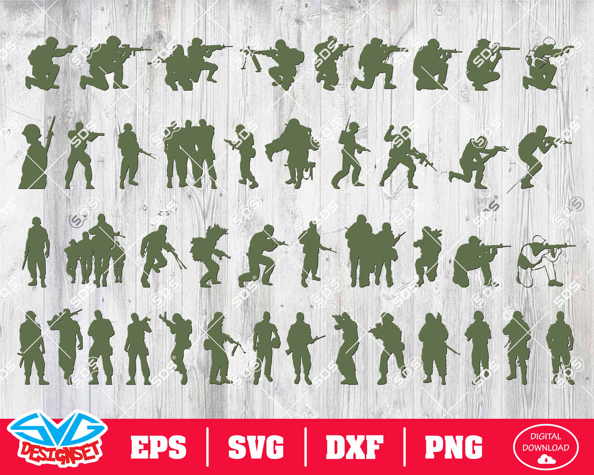 Soldier Svg, Dxf, Eps, Png, Clipart, Silhouette and Cutfiles