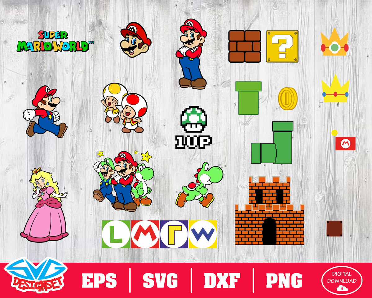 Super Mario Svg, Dxf, Eps, Png, Clipart, Silhouette and Cutfiles