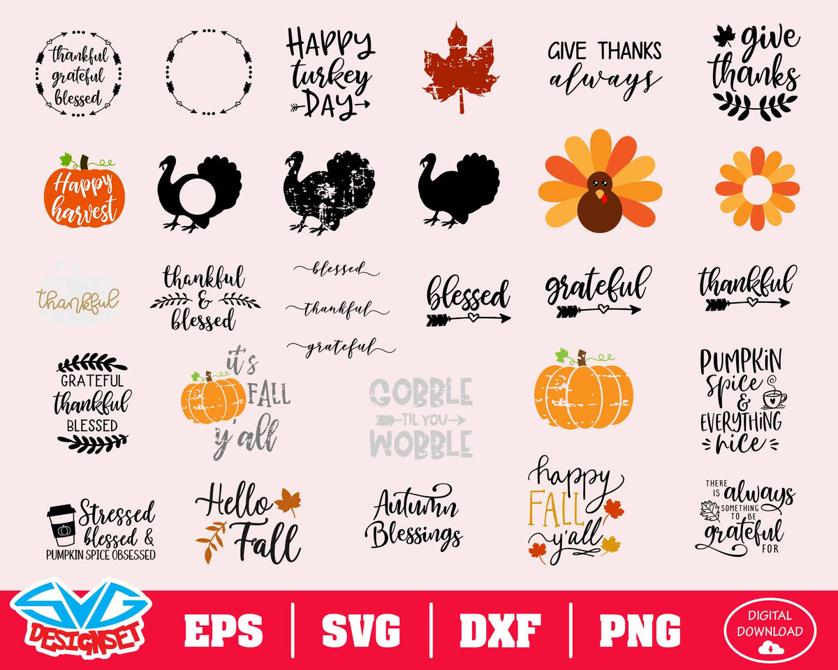 Thanksgiving Svg, Dxf, Eps, Png, Clipart, Silhouette and Cutfiles