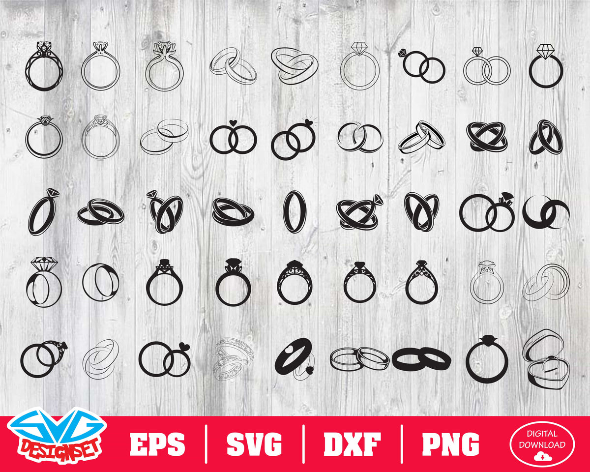 Wedding rings Svg, Dxf, Eps, Png, Clipart, Silhouette and Cutfiles