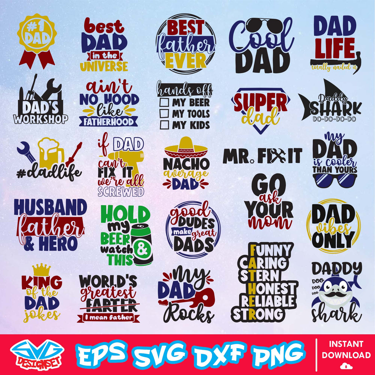 Father Day Bundle Svg, Dxf, Eps, Png, Clipart, Silhouette and Cutfiles
