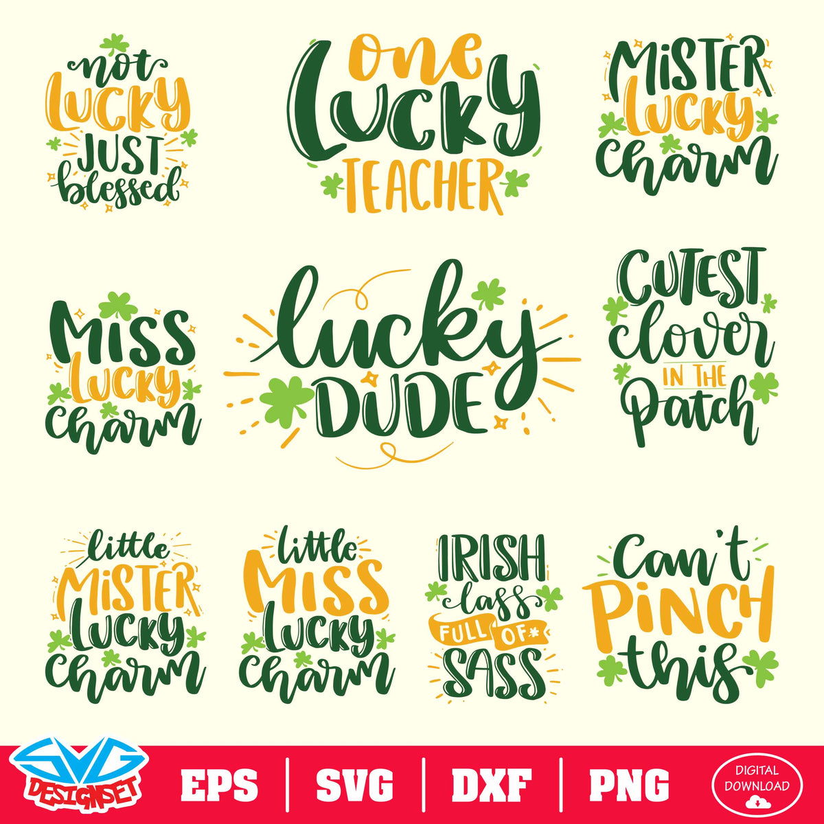 St. Patrick's Day Bundle Svg, Dxf, Eps, Png, Clipart, Silhouett...